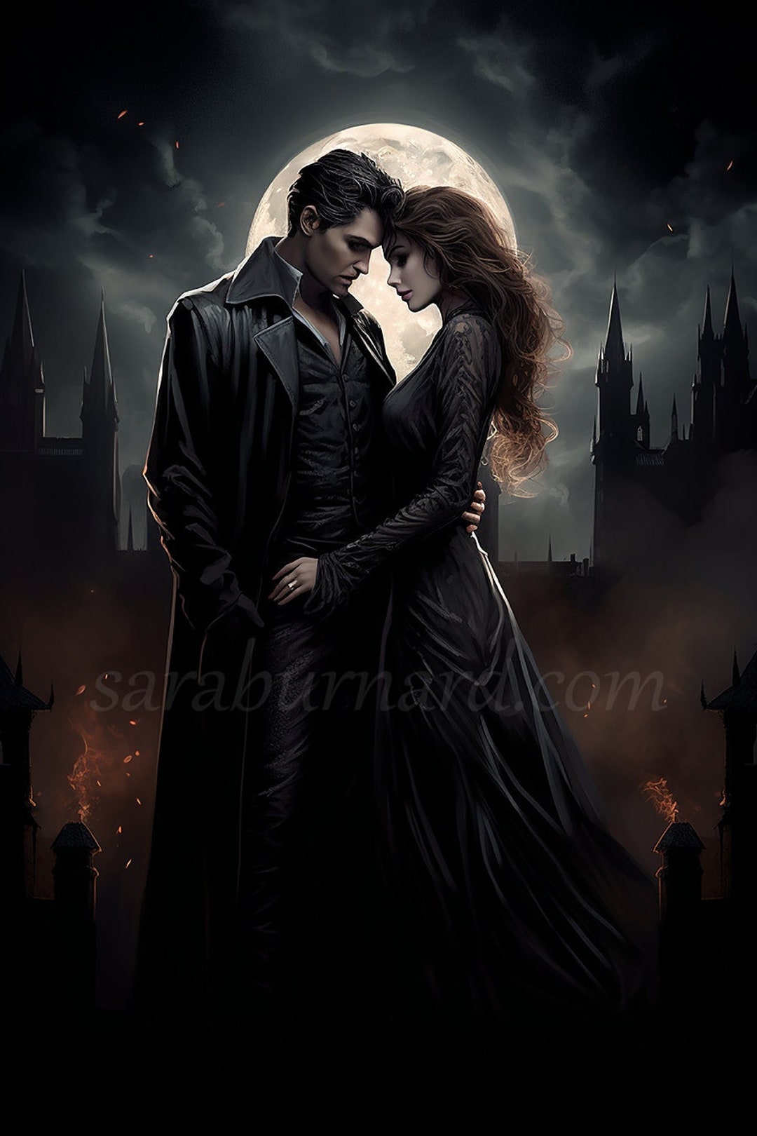 Vampire Couple Digital Download - Fantasy Art - Spooky Halloween - AI ...