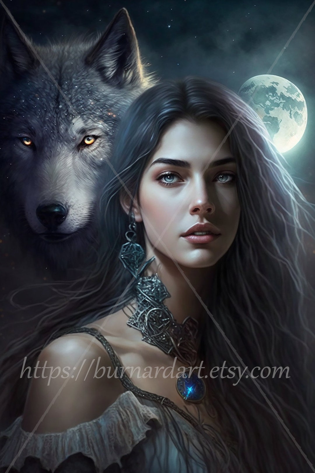 Digital Download Beautiful Dark-haired Woman With a Dark Grey & White ...