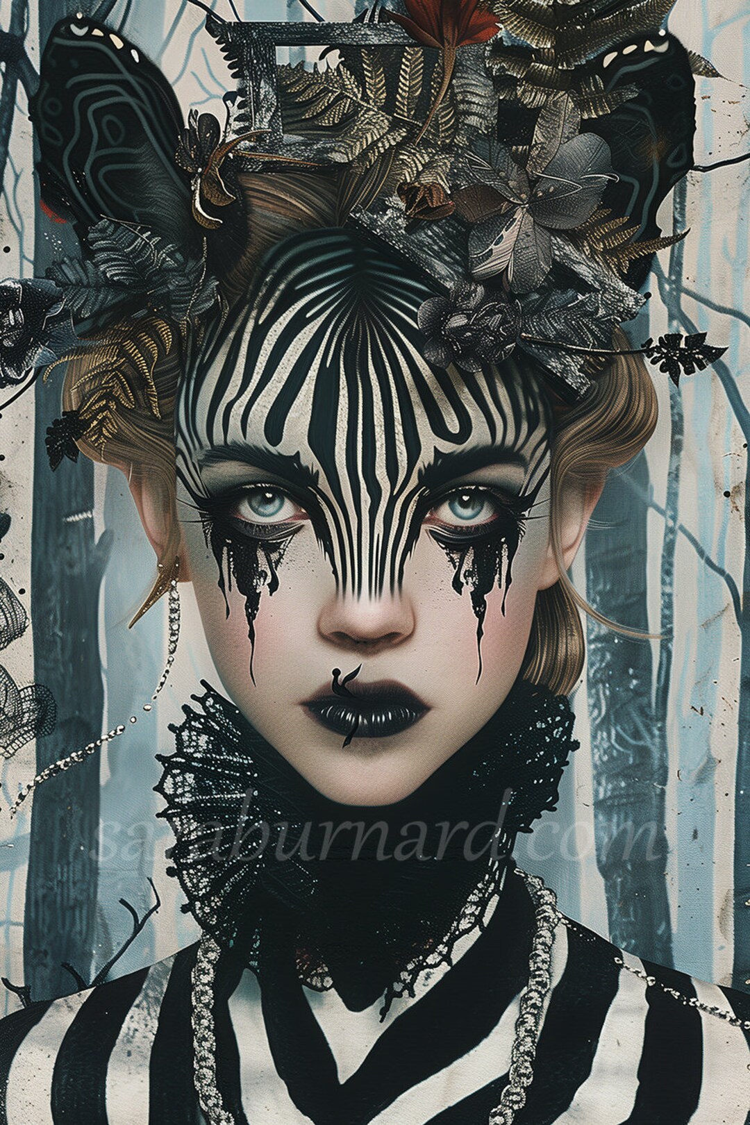 Zebra Woman Digital Download - Animal Fantasy - AI Art Print Printable ...