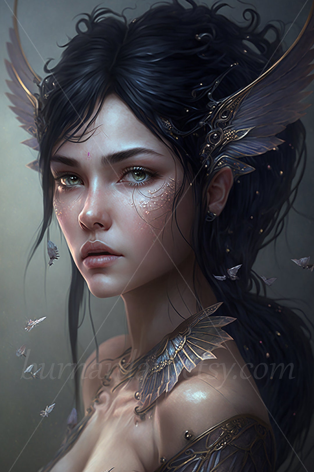 Gothic Pixie Girl Digital Download - Dark Pixies Fantasy - AI Printable ...