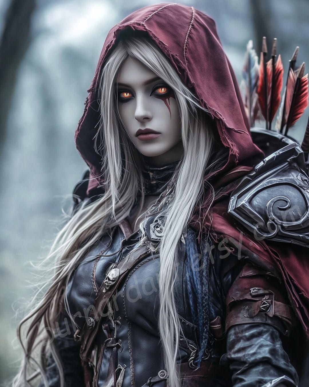 Sylvanas Windrunner Fantasy Portrait - Digital Print Download - AI ...