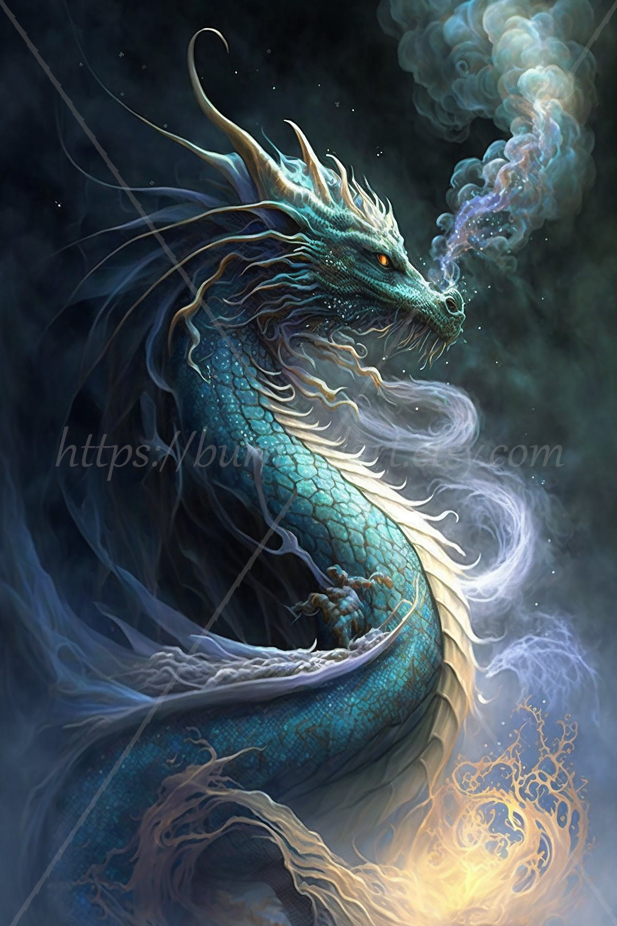 Dragon Digital Download Mythical Medieval Serpents Dragons AI Art Print ...