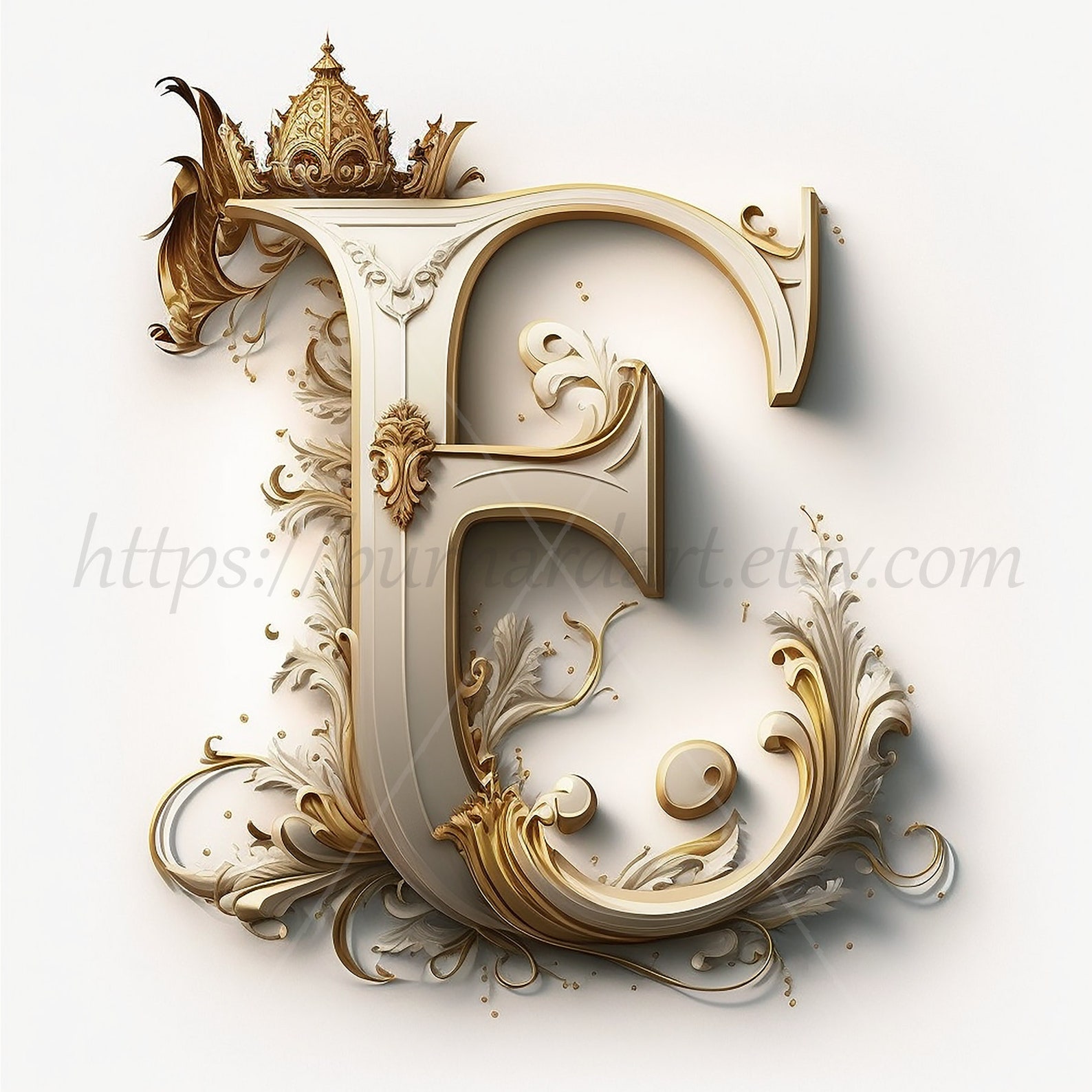 Buy Digital Download Letter E Crown on Whitish Background Online in ...