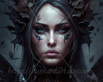 Dark Fairy Digital Download Gothic Fantasy AI Art Print Printable Image Stock Photo PNG - Etsy