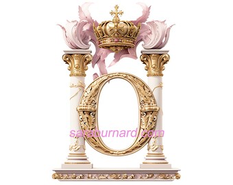 Letter O Golden Crown Alphabet Monogram Initials on White Background ...