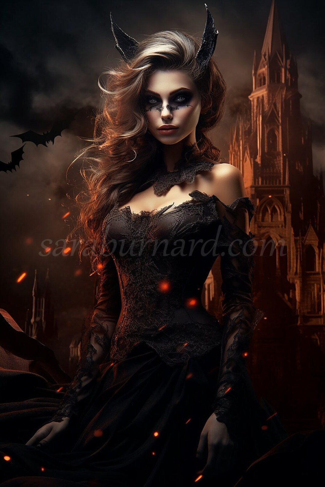She-devil Digital Download - Fantasy Art - Spooky Halloween - AI Printable Wall Art - Stock ...