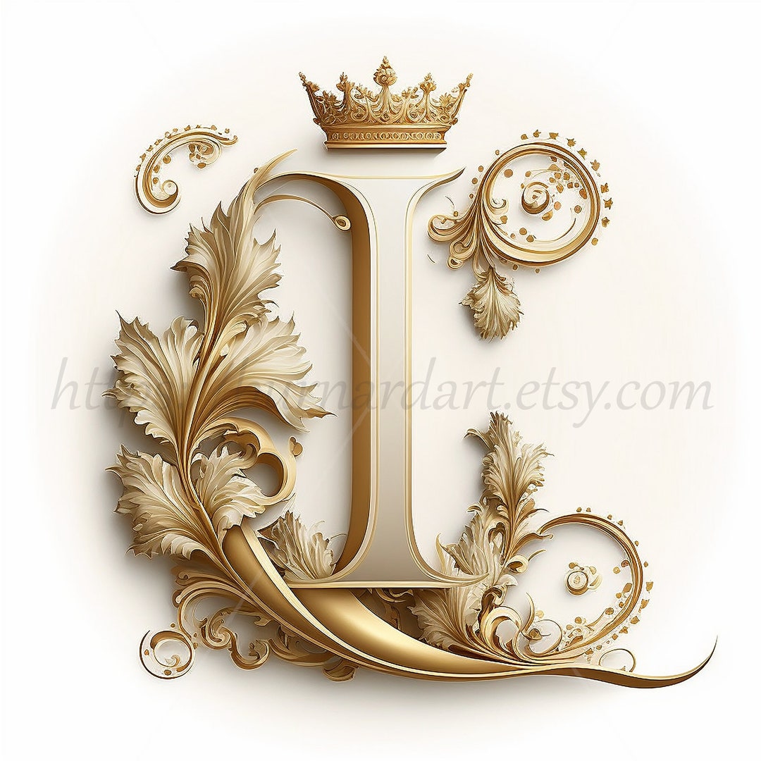 Digital Download Letter I Crown on Whitish Background Alphabet Initials ...