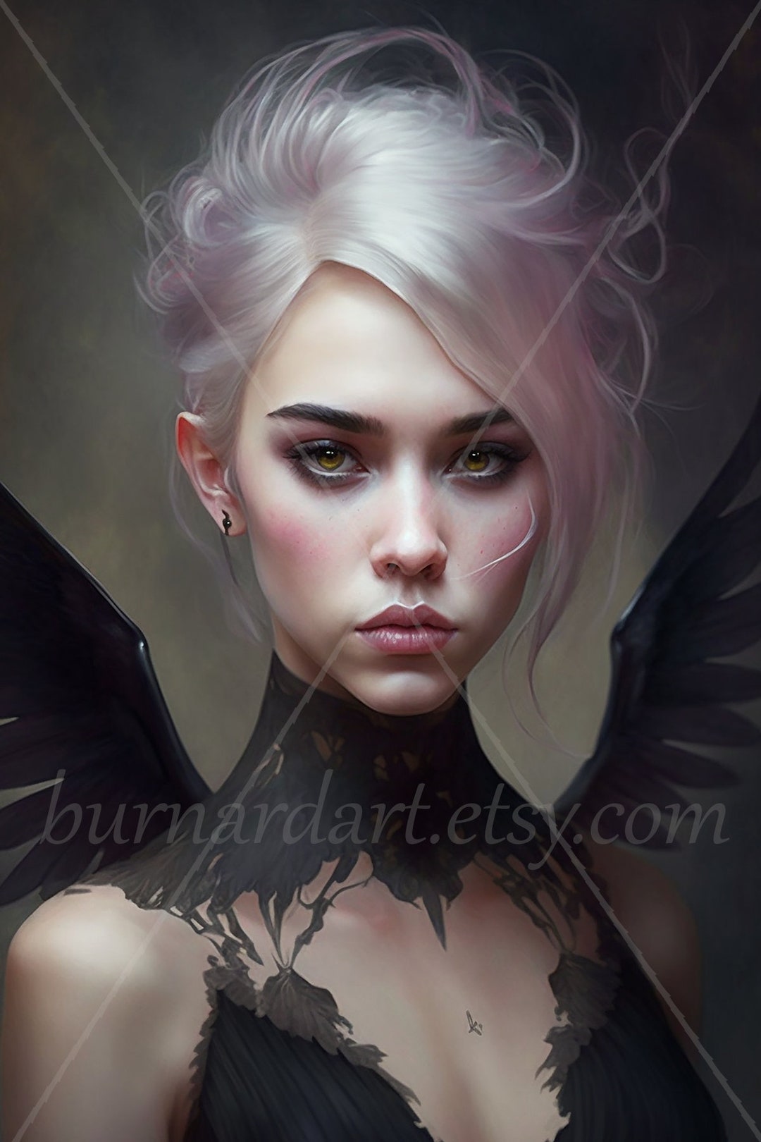 Gothic Pixie Girl Digital Download Dark Pixies Fantasy AI Art Print ...
