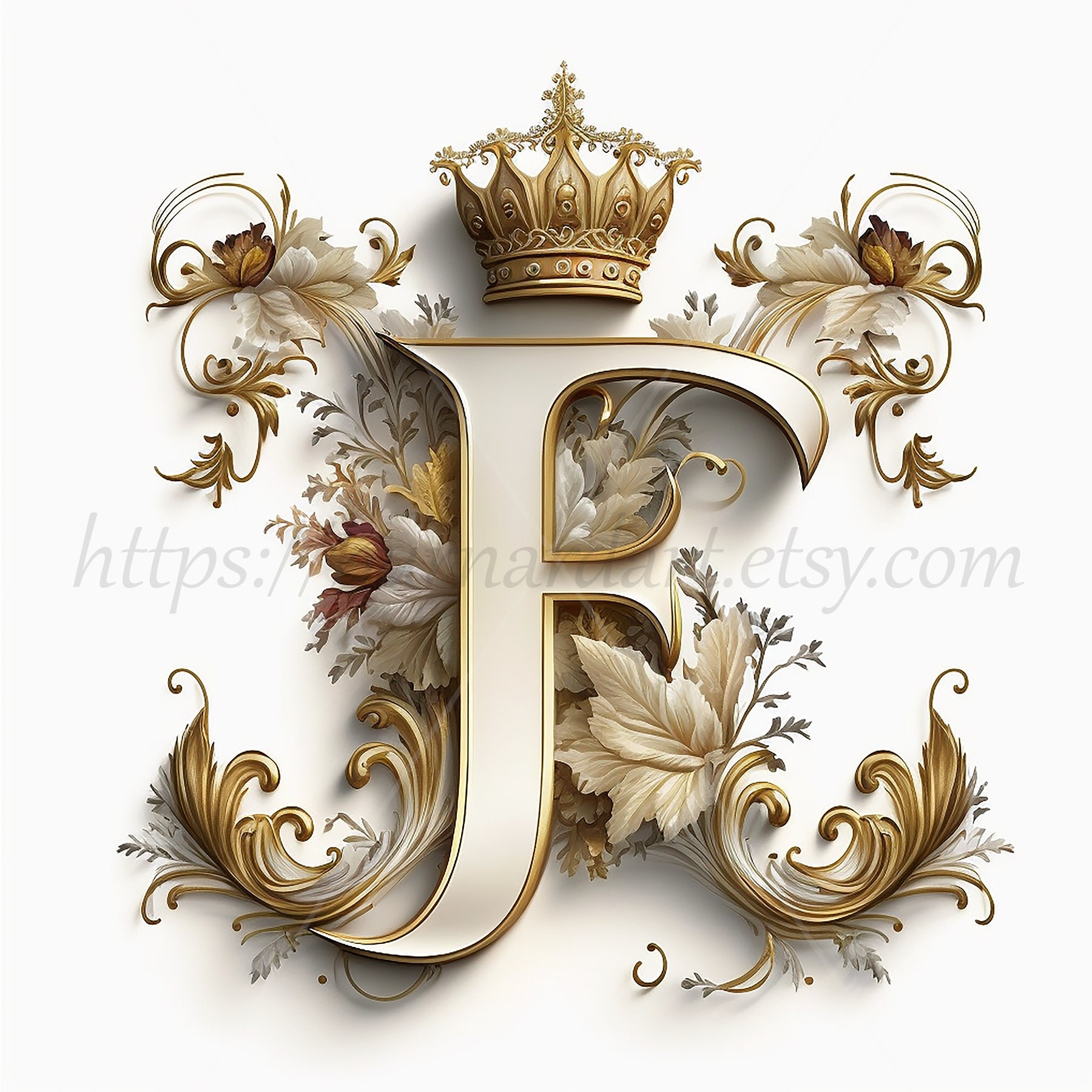 Digital Download - Letter F Crown on Whitish Background Alphabet ...