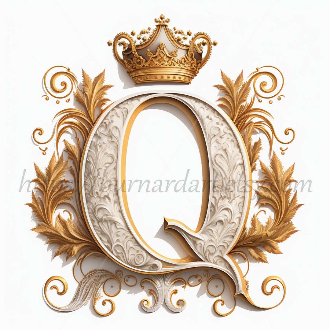 Digital Download - Letter Q Crown on Whitish Background Alphabet ...