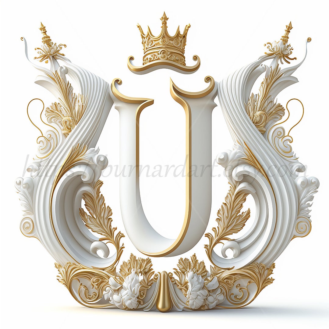 Digital Download - Letter U Crown on Whitish Background Alphabet ...