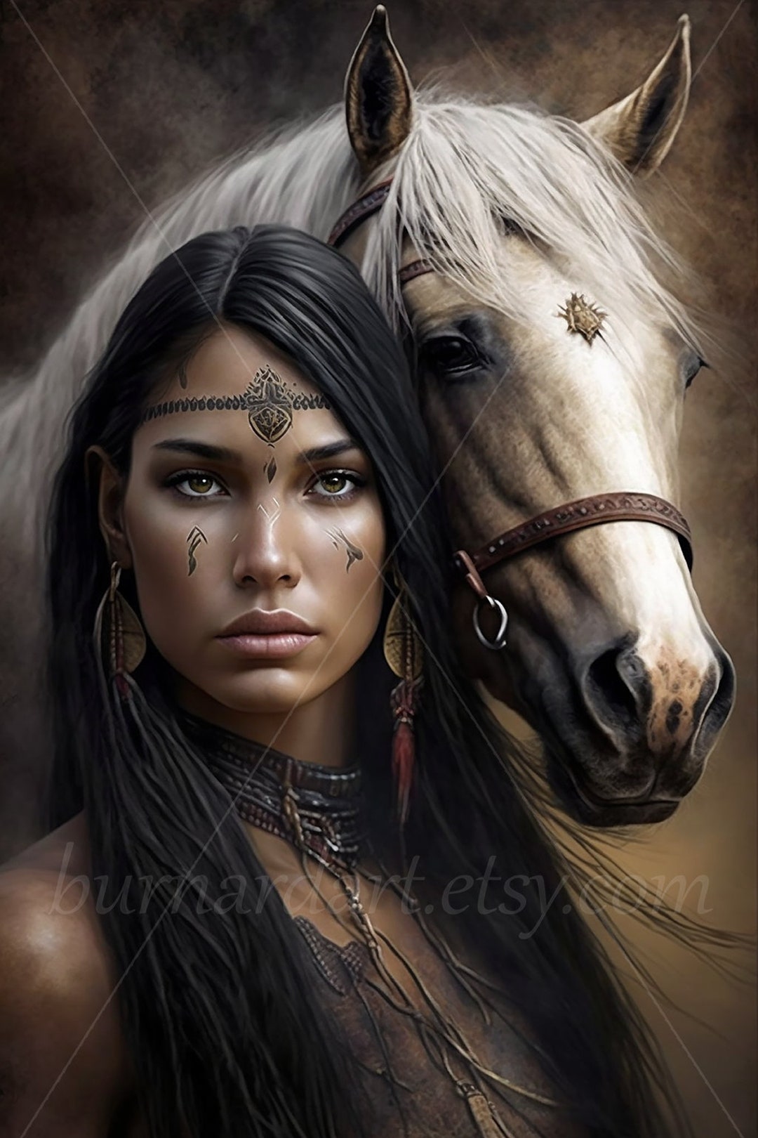 Muskogee Creek Native American Woman With a Horse - Digital Download ...