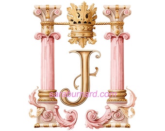 Letter J Golden Crown Alphabet Monogram Initials on White Background ...