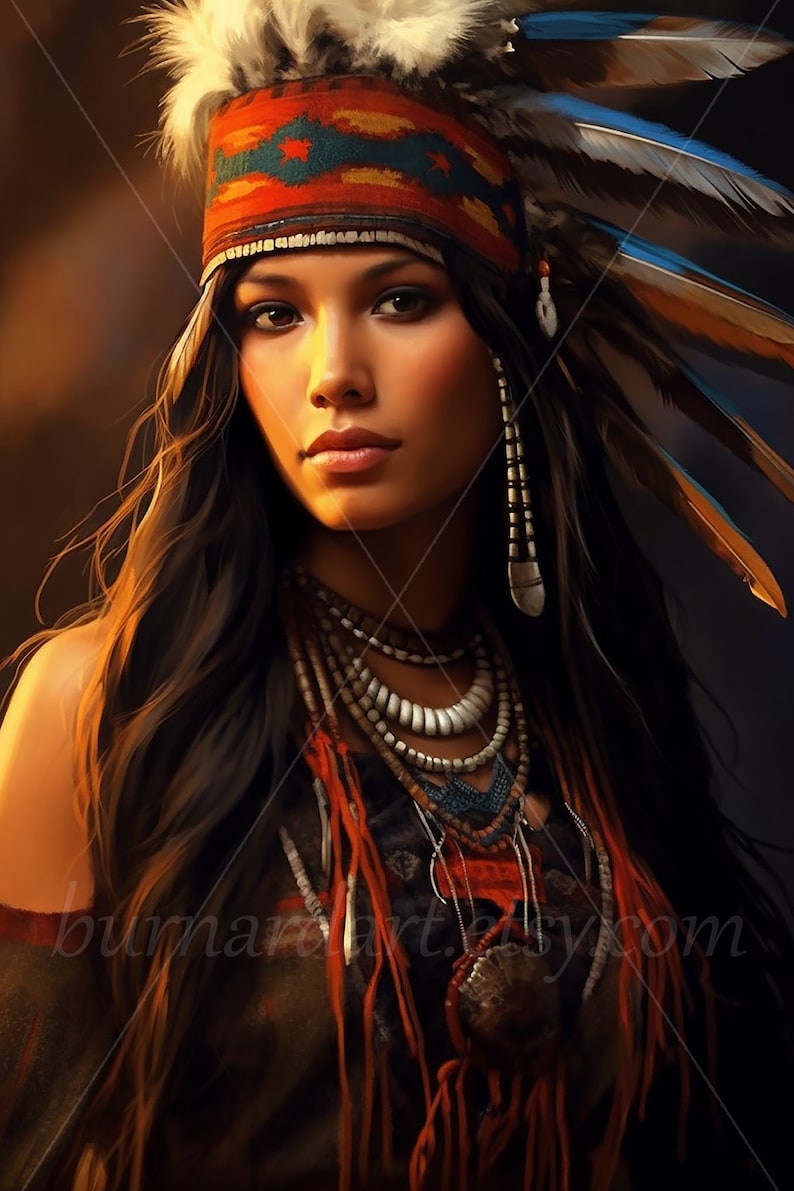 Apache Native American Woman Digital Download Tribes AI Art Print ...