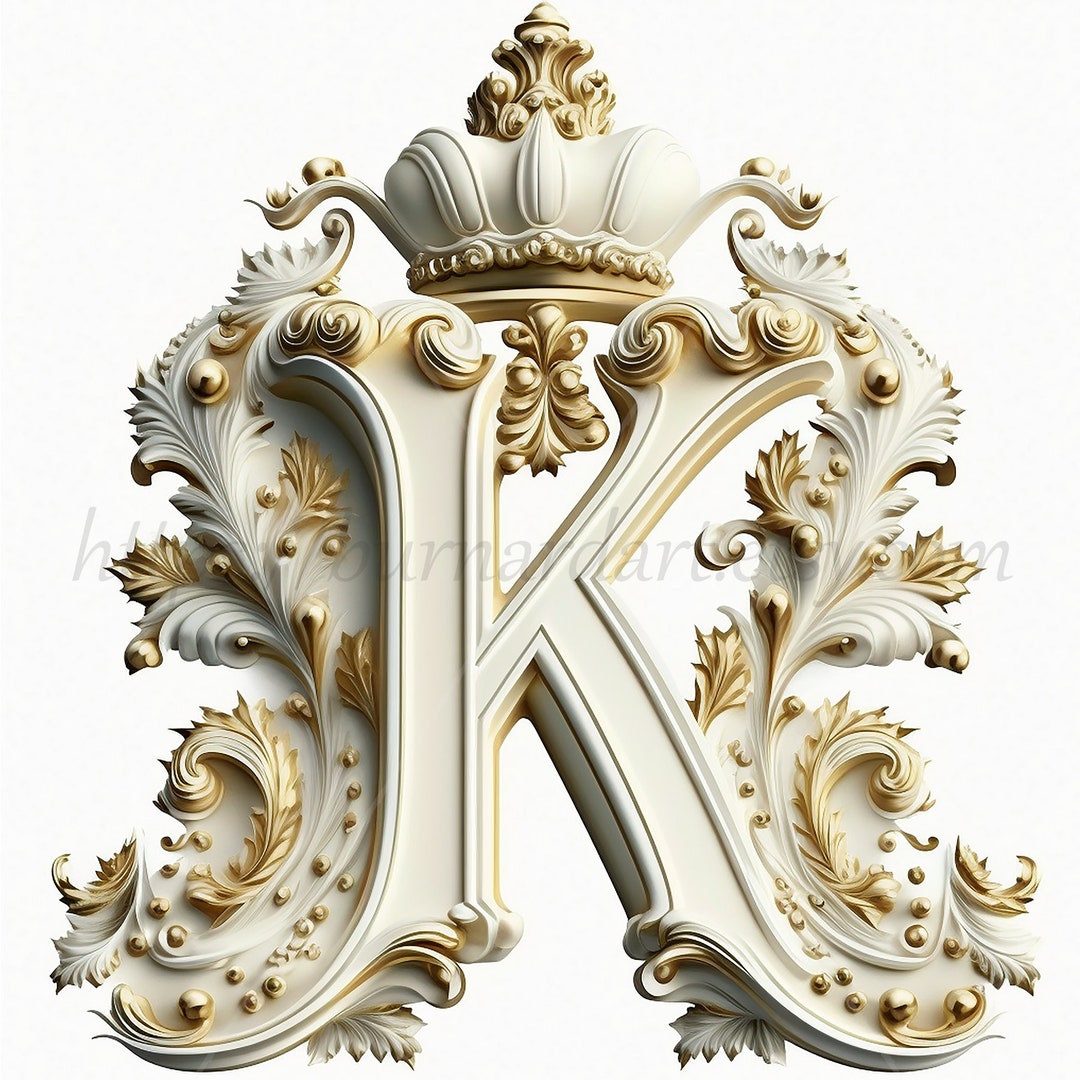 Digital Download Letter K Crown on Whitish Background Alphabet Initials ...