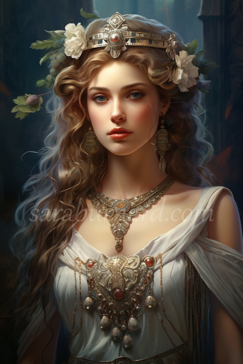 Tyche Digital Download Goddess Of The Ocean Greek Mythology Ai Art Print Printable Poster Image
