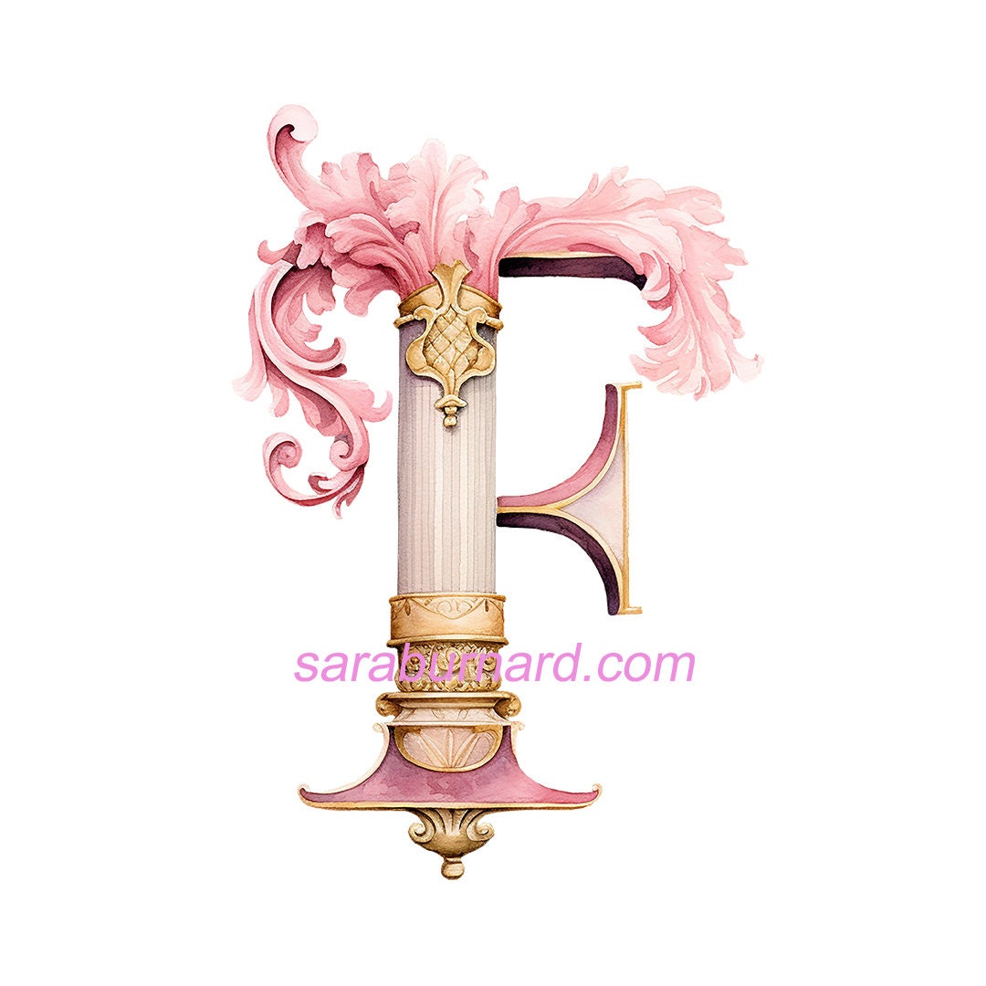 F Capital Letter Digital Download - Transparent Background PNG Pink ...