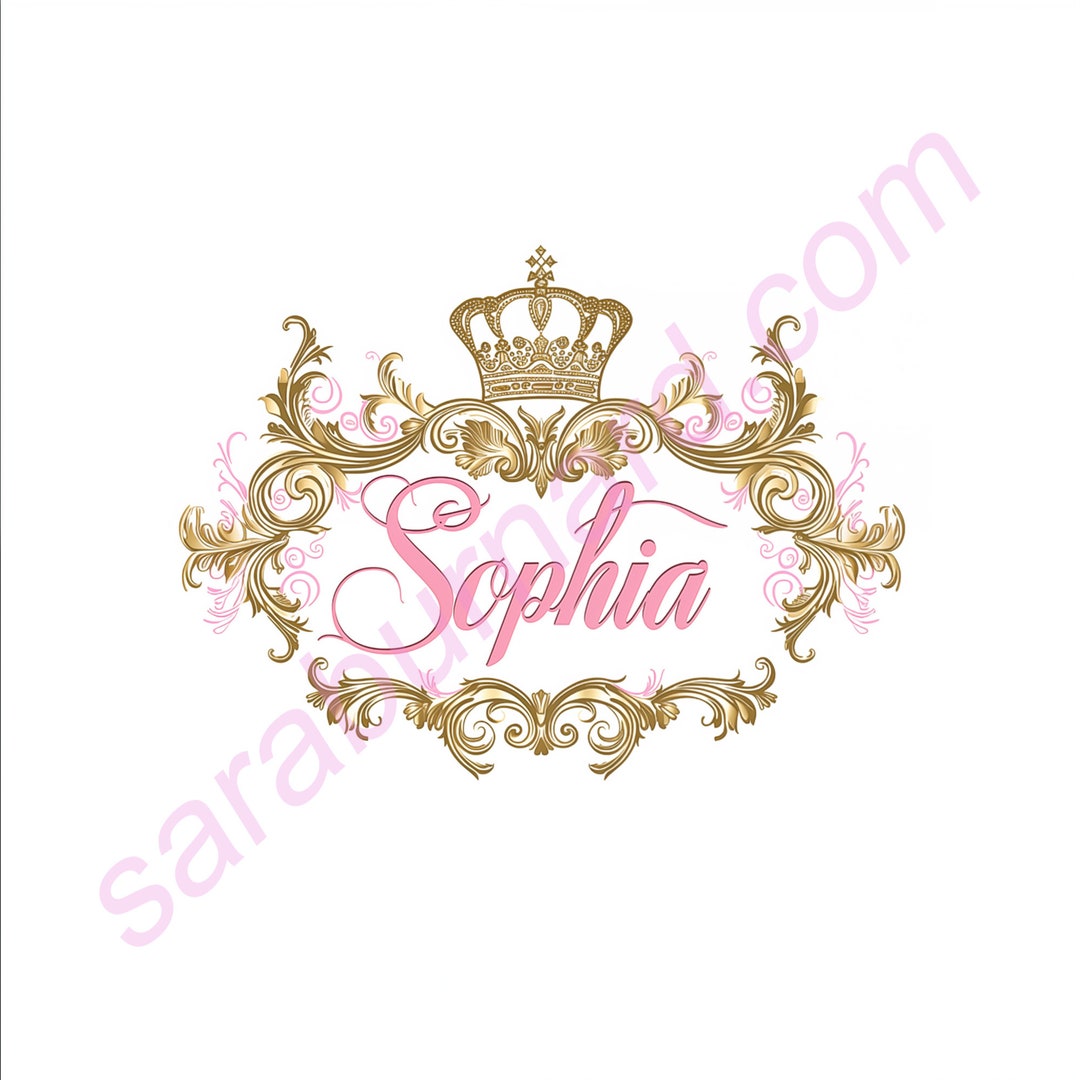 Sophia Digital Download - the Word Sophia in Pink With Gold Crown on ...