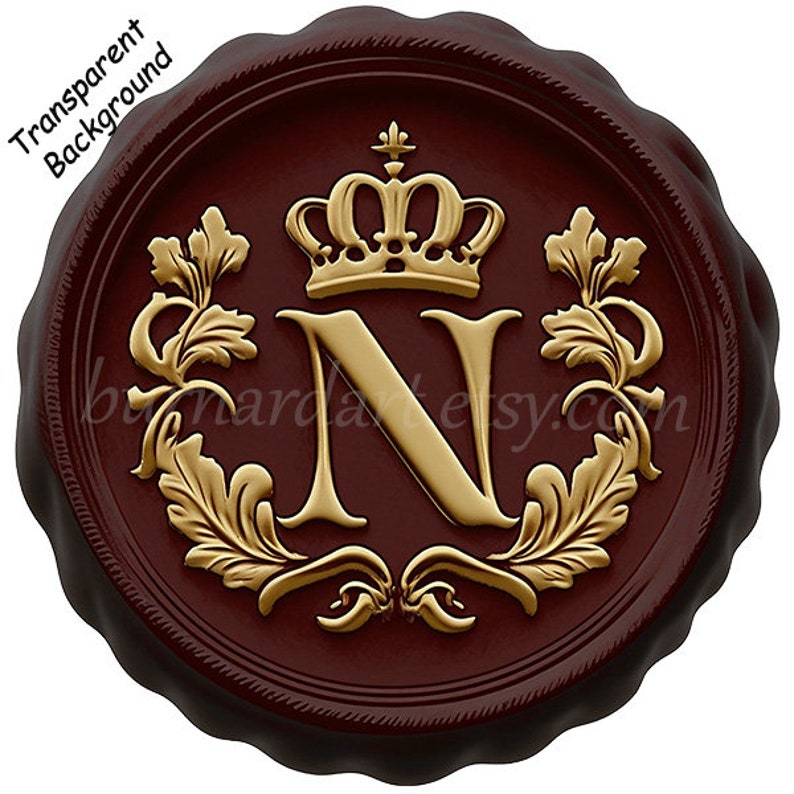 Digital Download Red Wax Seal Letter N Initials Gold Crown - Etsy