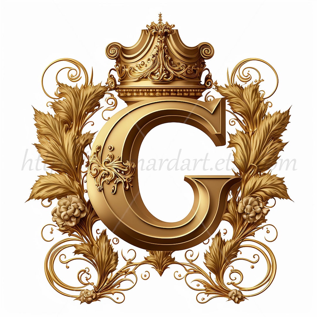 Digital Download - Letter G Crown on Whitish Background Alphabet ...