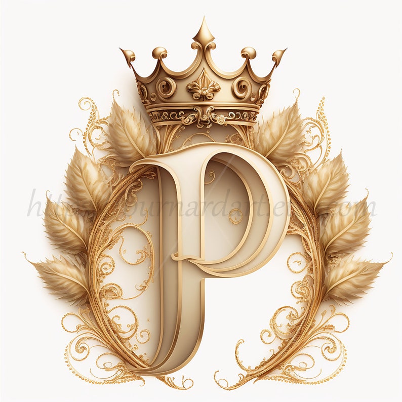 Digital Download - Letter P Crown on Whitish Background Alphabet ...
