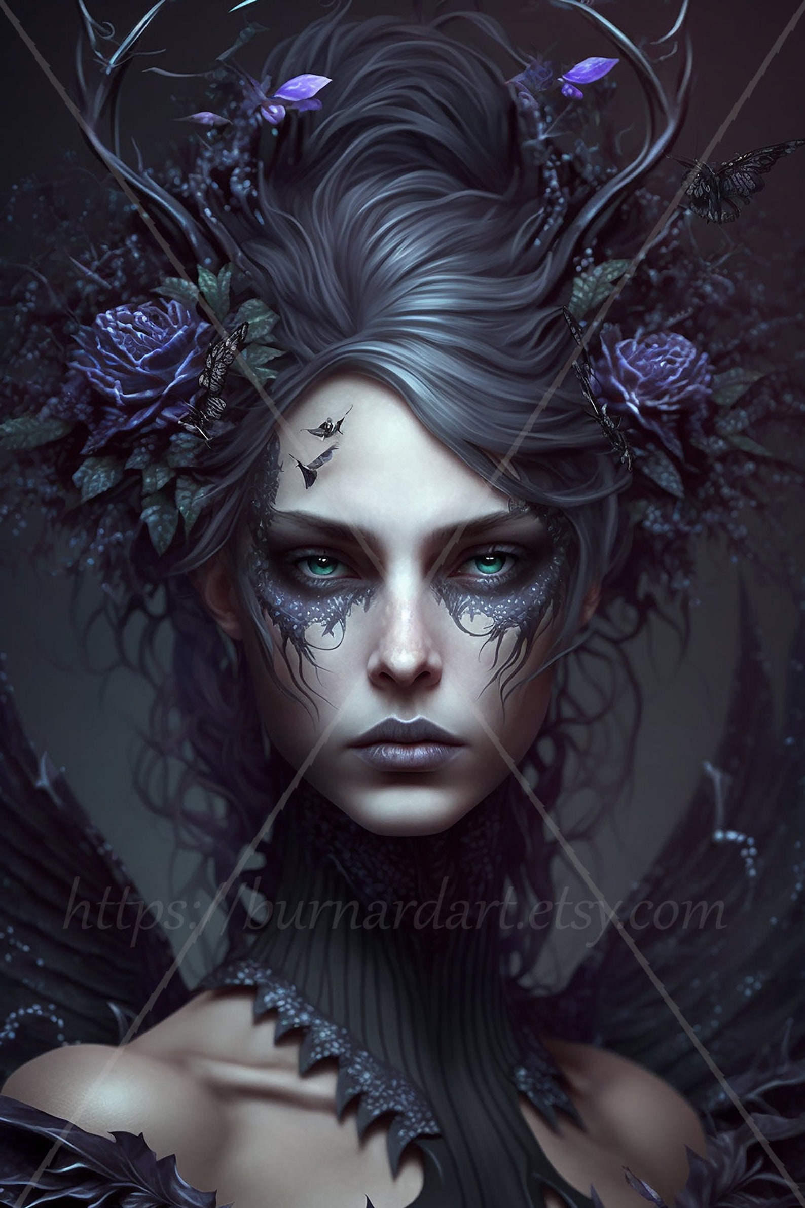 Dark Fairy Digital Download Gothic Fantasy AI Art Print - Etsy
