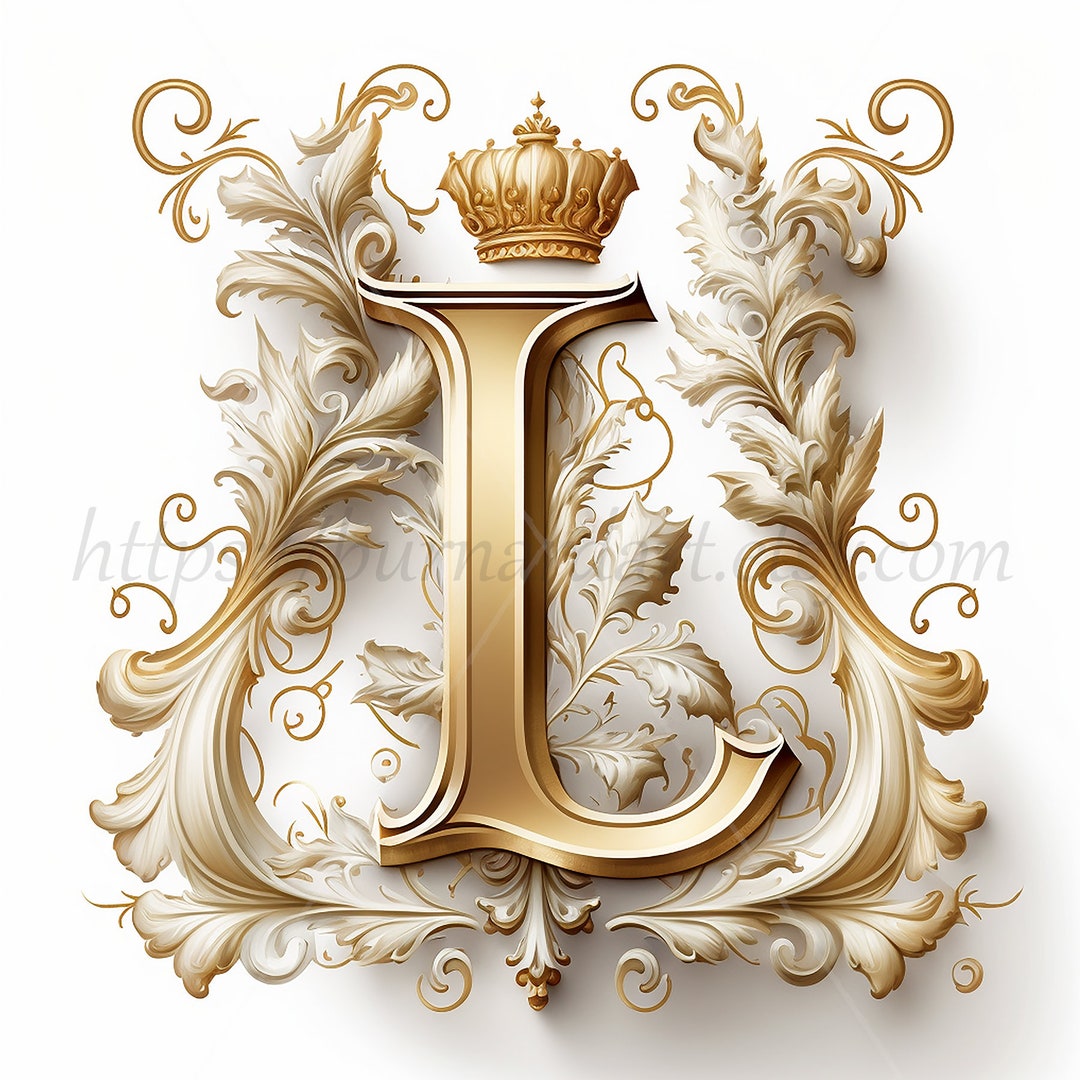Digital Download - Letter L Crown on Whitish Background Alphabet ...