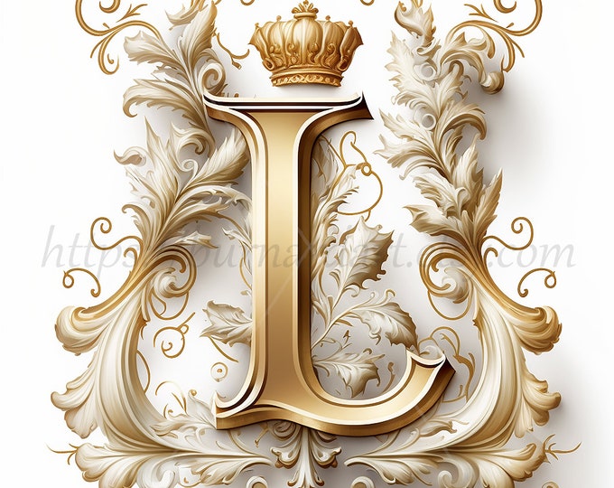 Digital Download Letter L Crown on Whitish Background Alphabet Initials ...