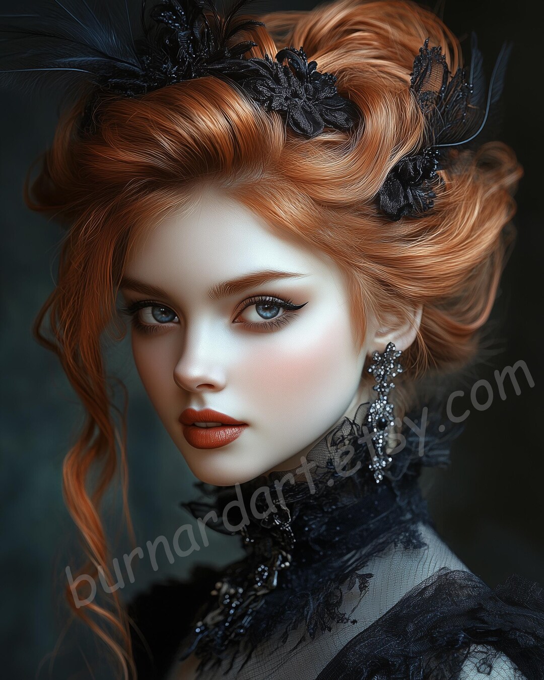 Gothic Cinderella - Digital Download - Fantasy Portrait - AI Art Print ...