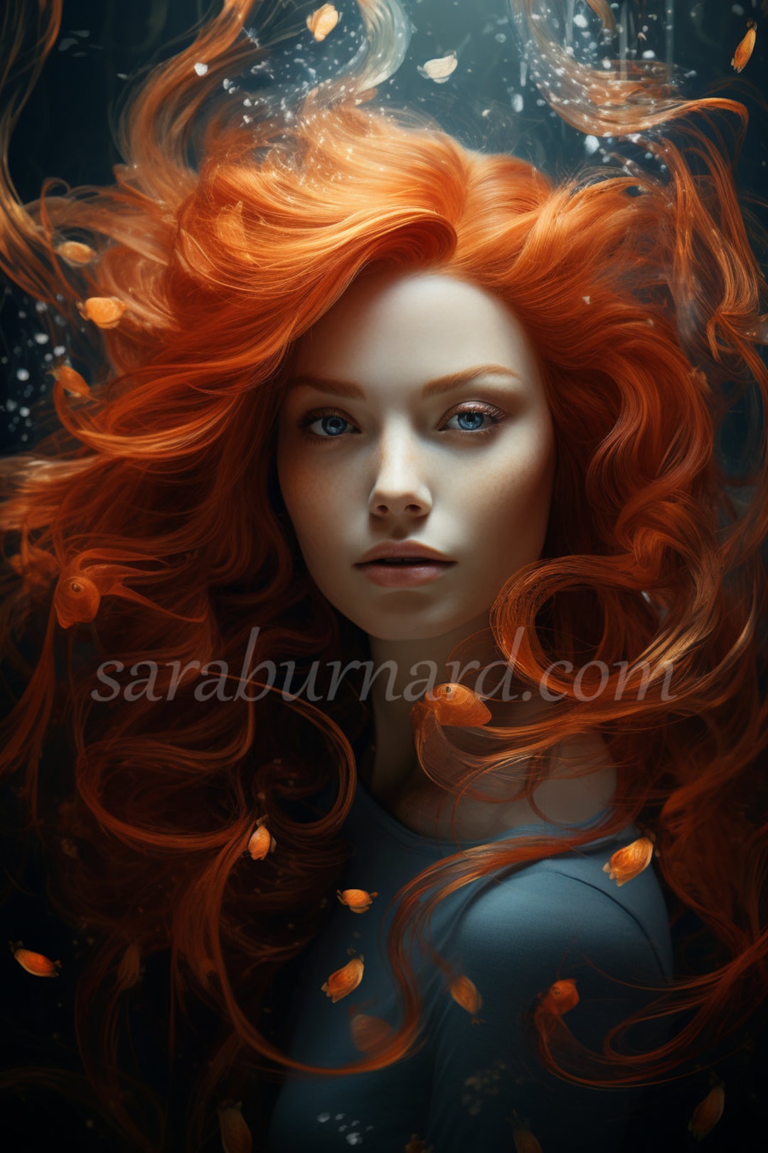 Pisces Digital Download - Fantasy Art - Zodiac - Astrology - Redhead ...
