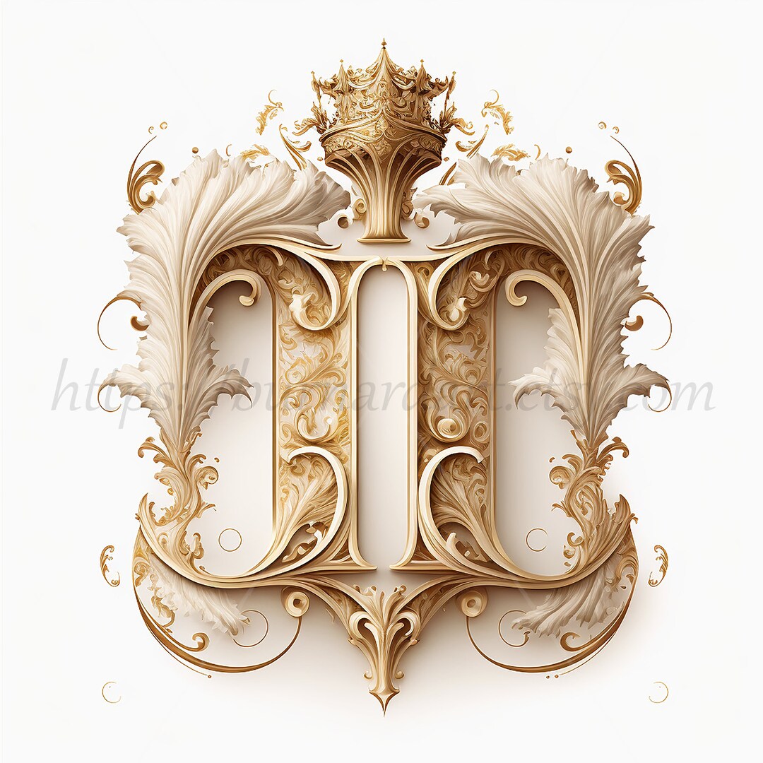 Digital Download Letter I Crown on Whitish Background Alphabet Initials ...