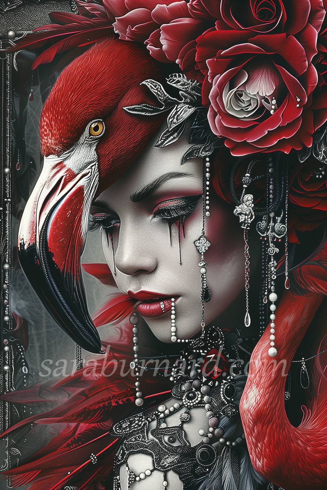 Flamingo Woman Digital Download - Animal Fantasy - AI Art Print ...