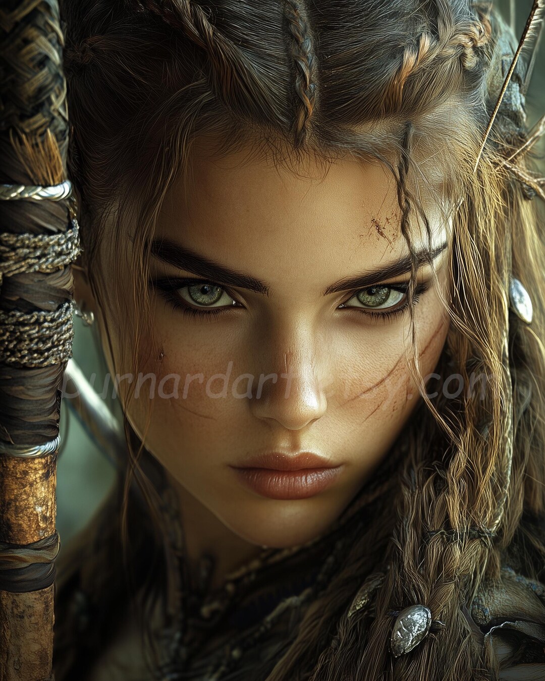 Badass Warrior Woman Digital Download - Fantasy Portrait - AI Art Print ...