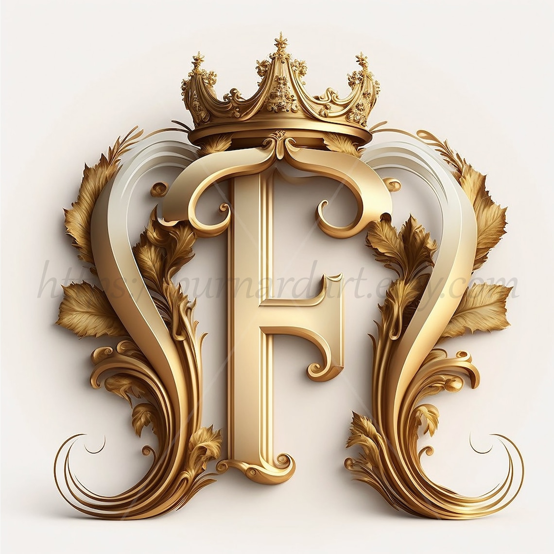 Digital Download Letter F Crown on Whitish Background - Etsy