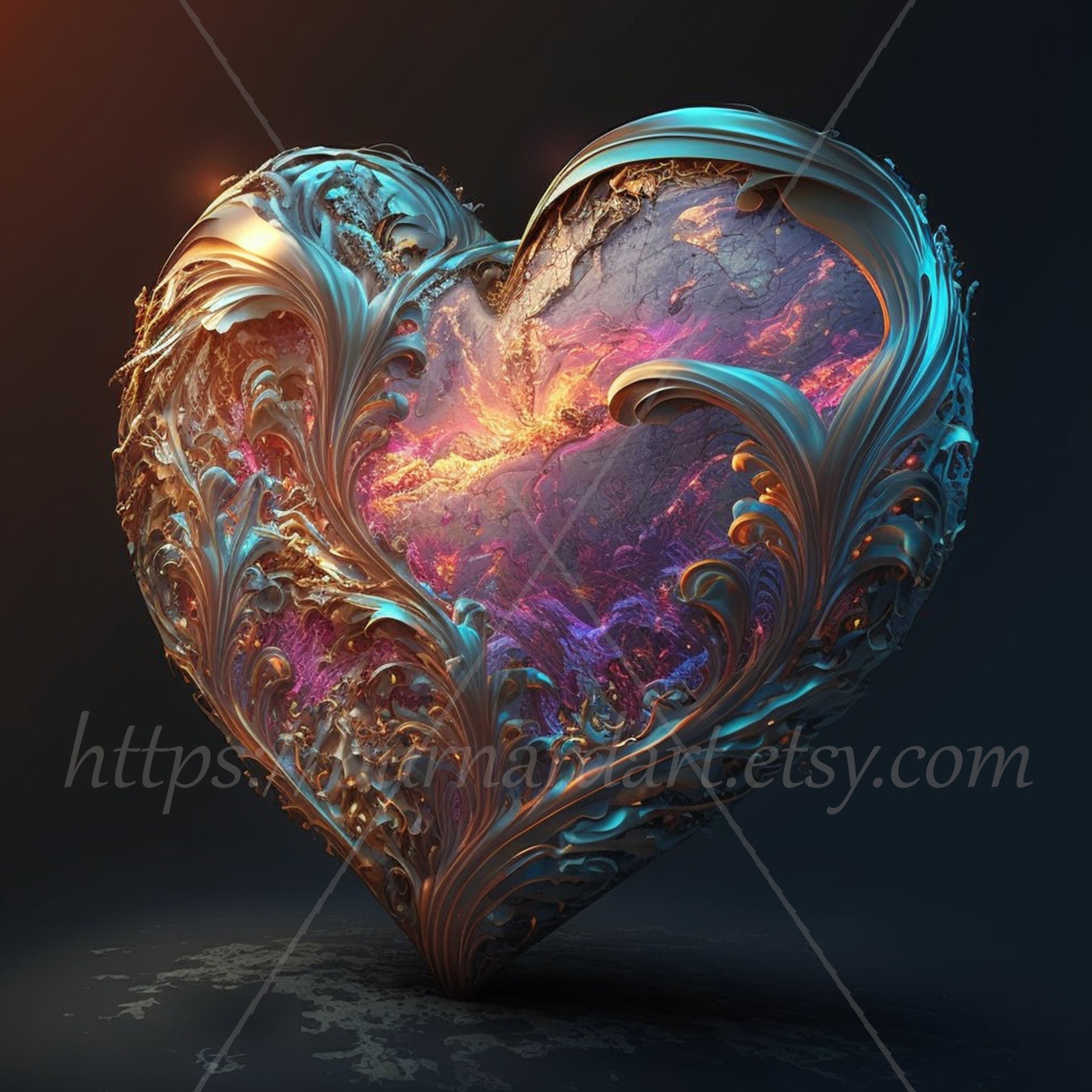 Digital Download - Celestial Love Heart Ethereal Spiritual Valentine's ...