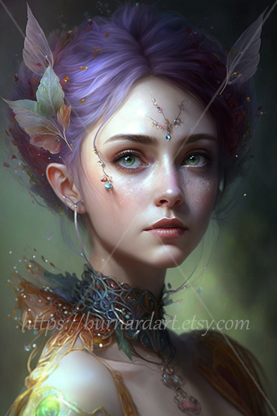 Bejeweled Pixie Girl Digital Download Pixies Fantasy AI Art Print ...