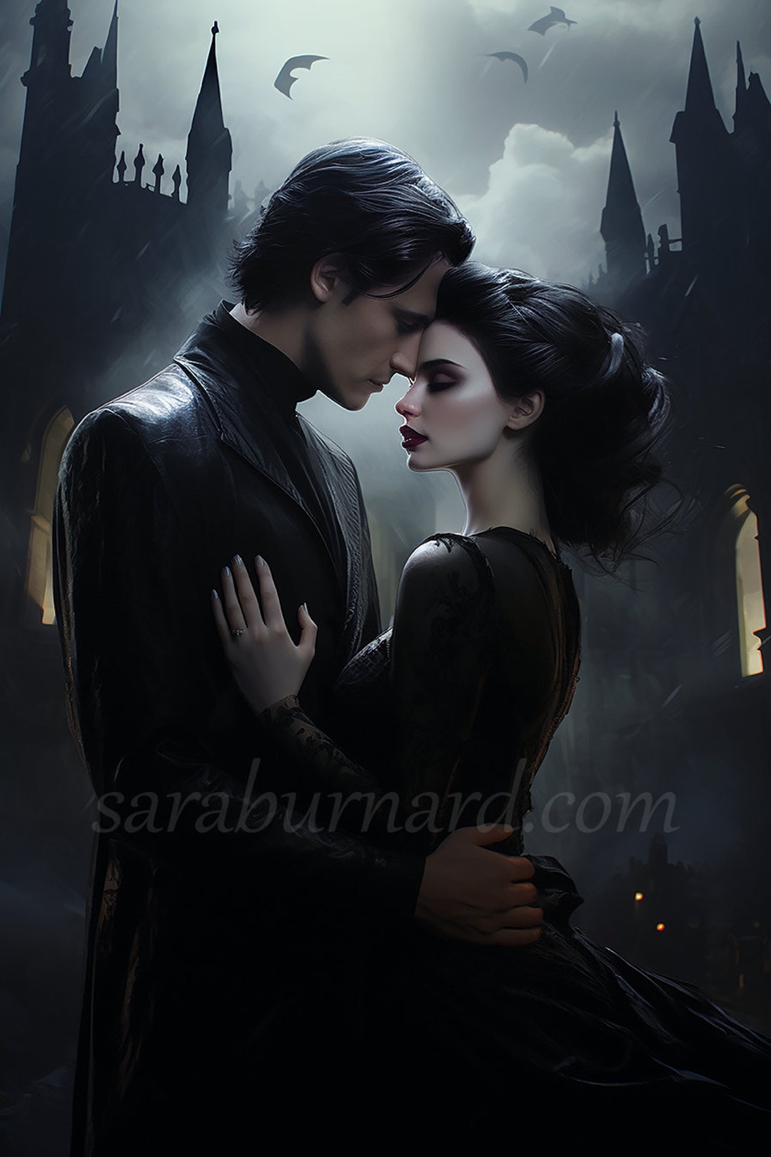Vampire Couple Digital Download Fantasy Art Spooky Halloween AI Art ...