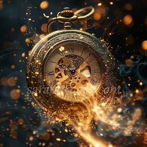 Digital Download - Old Fashioned Gold Pocket Watch With Magic - Fantasy ...