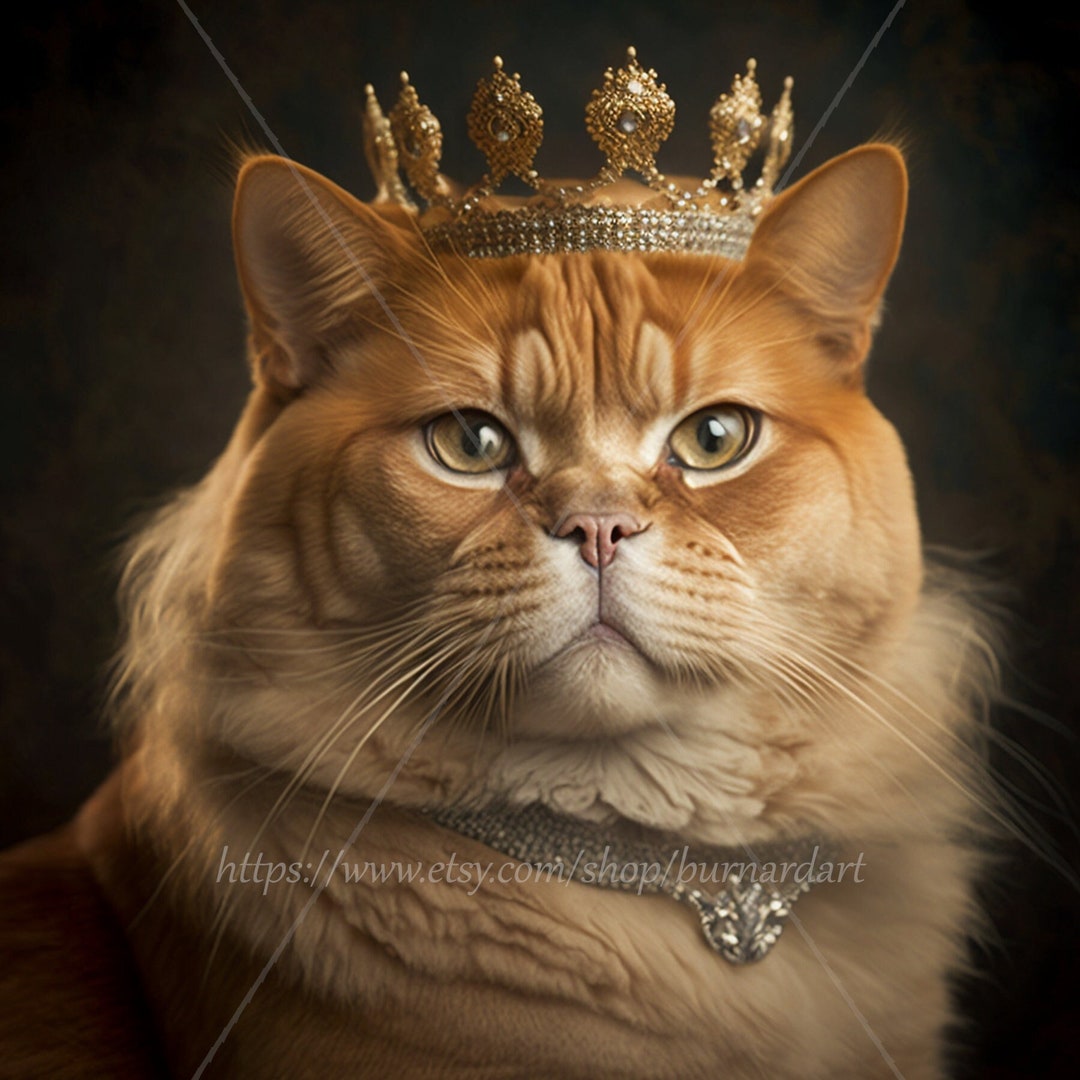 Digital Download Ginger Cat With Tiara Pet Portrait Feline - Etsy