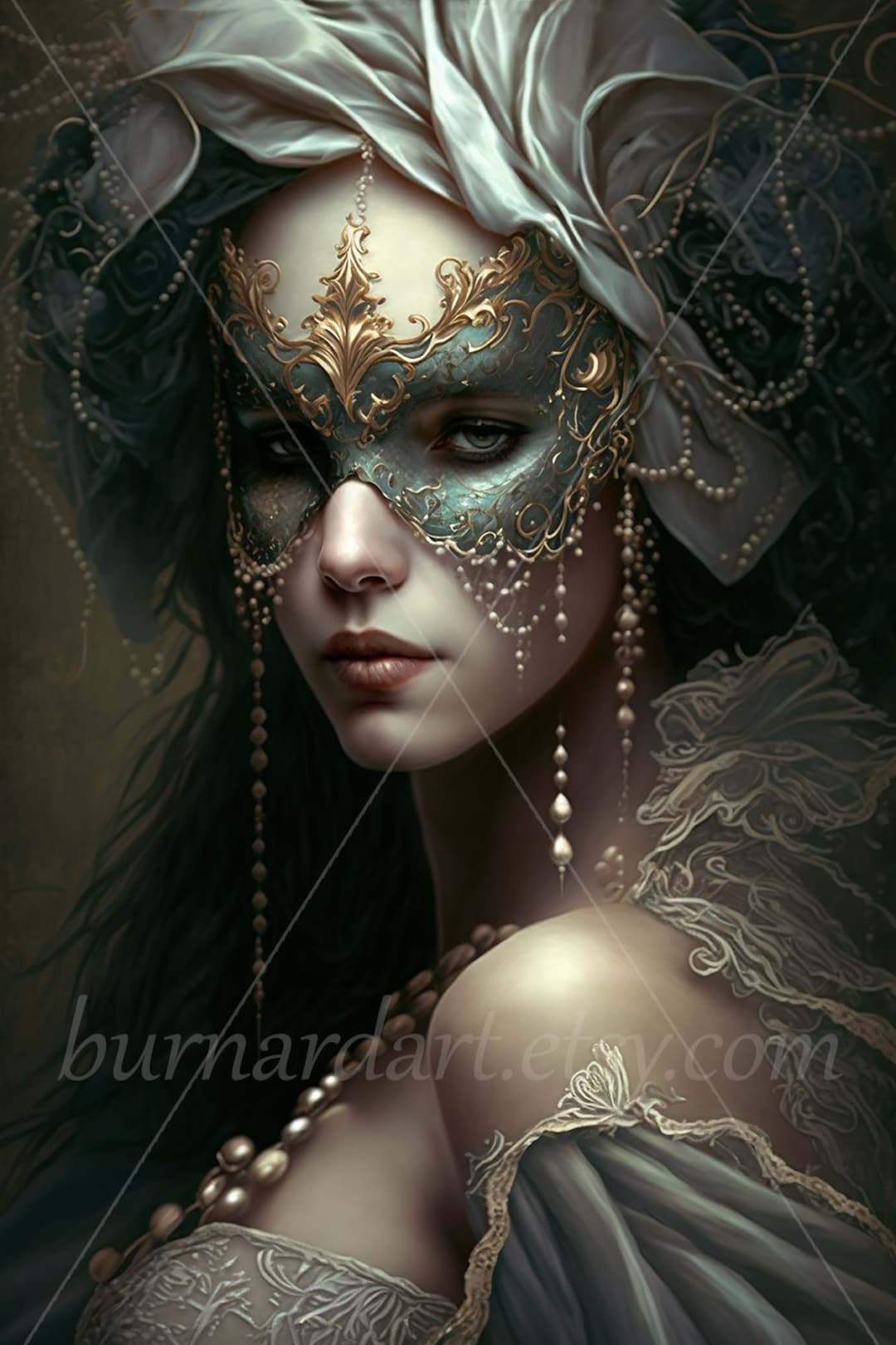 Celestial Woman Digital Download With Sequin Masquerade Mask AI ...
