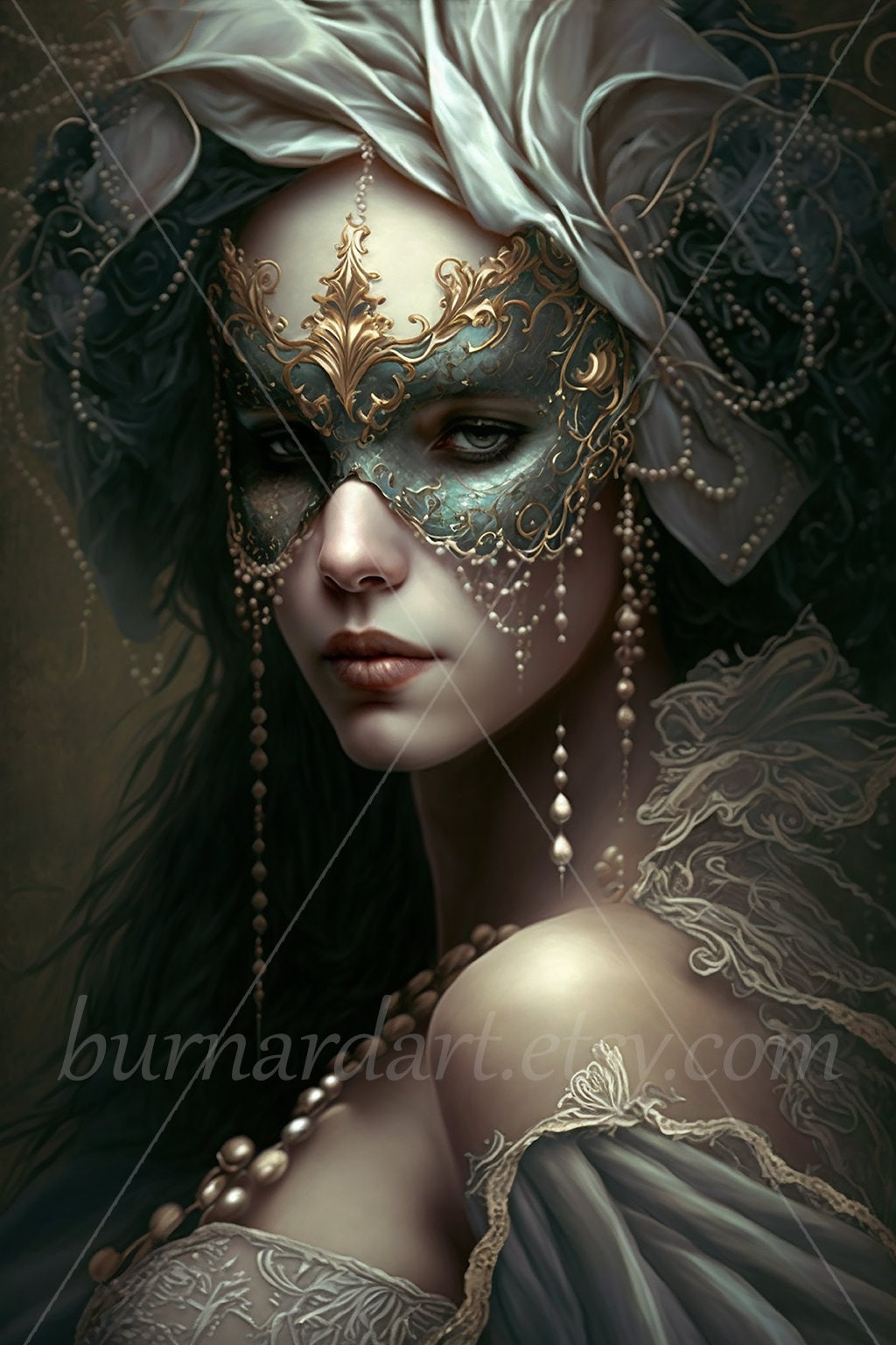Celestial Woman Digital Download With Sequin Masquerade Mask AI ...