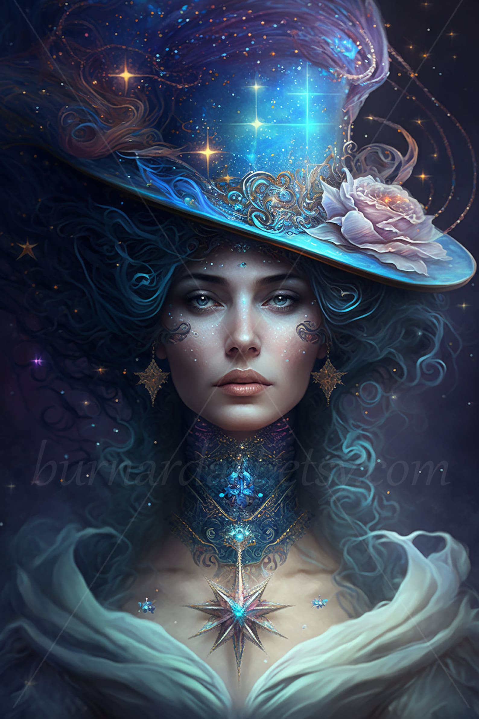 Celestial Woman Digital Download With Beautiful Big Magic Hat AI ...
