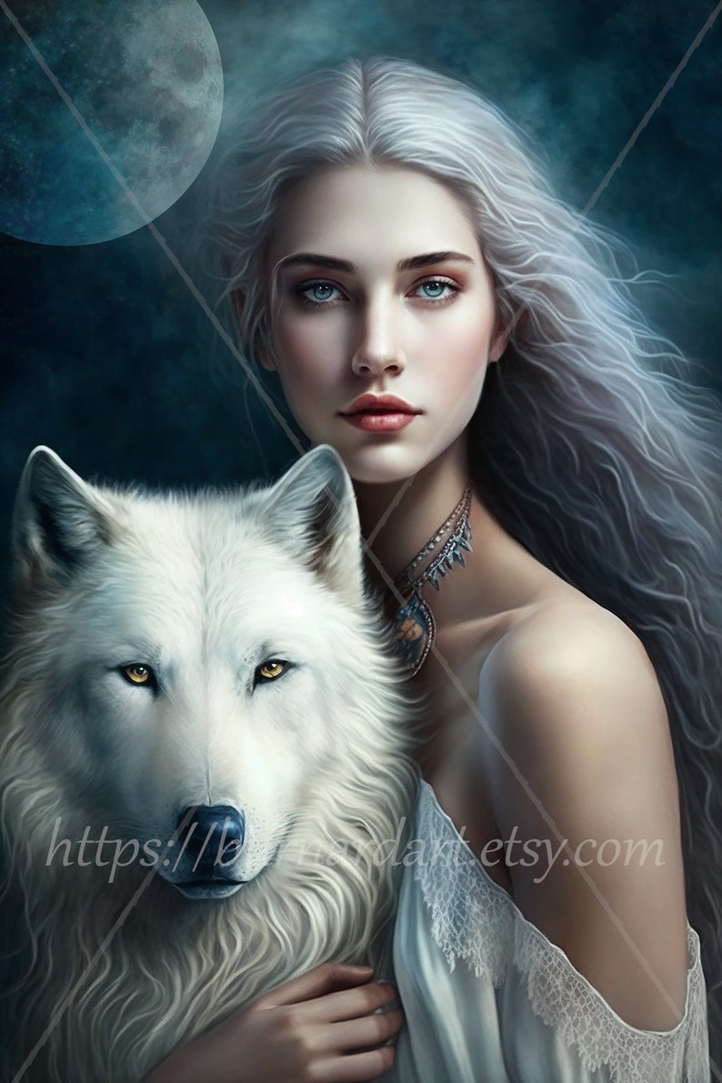 Digital Download Beautiful Fair-haired Woman With a White - Etsy