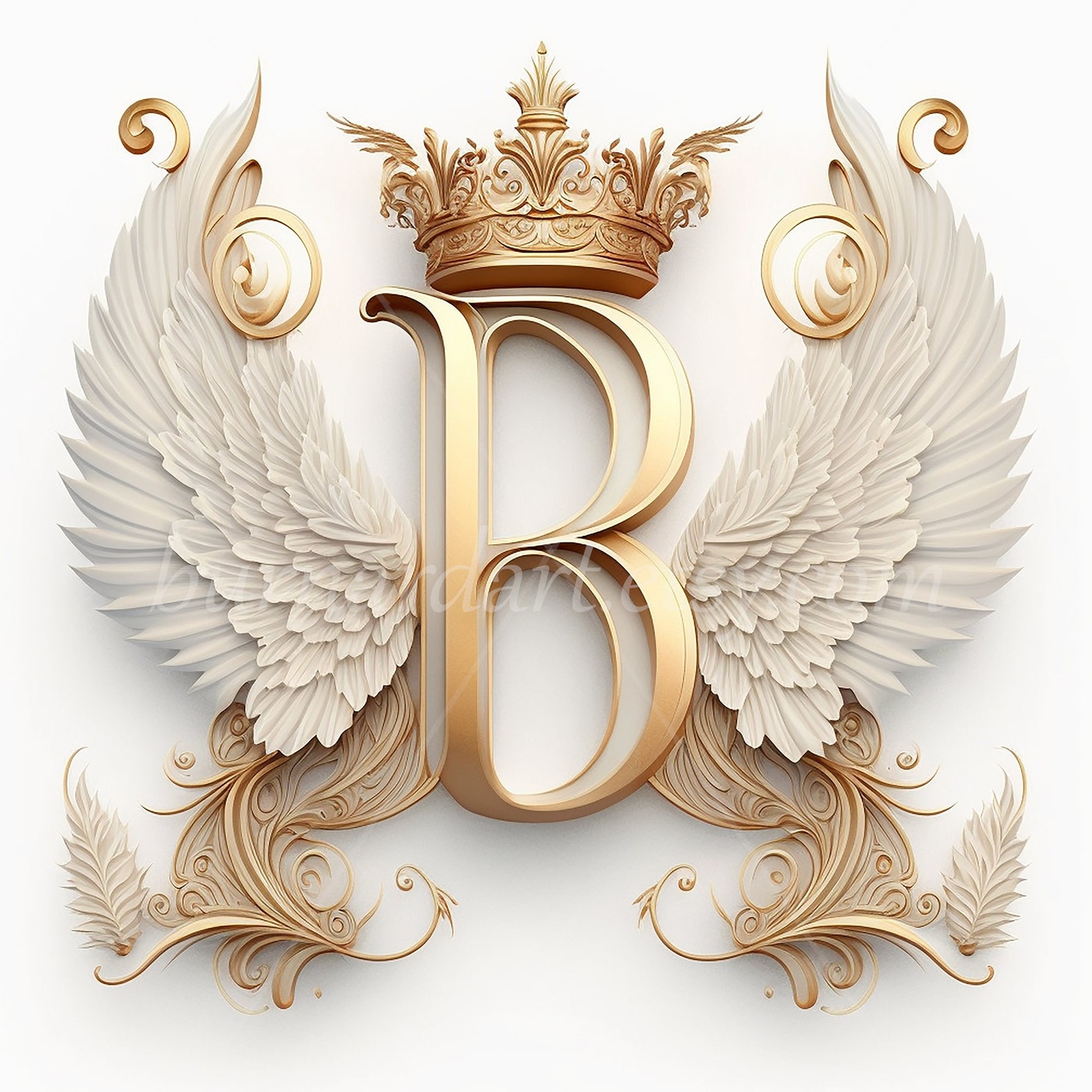Digital Download Letter B Crown on Whitish Background Alphabet Initials ...