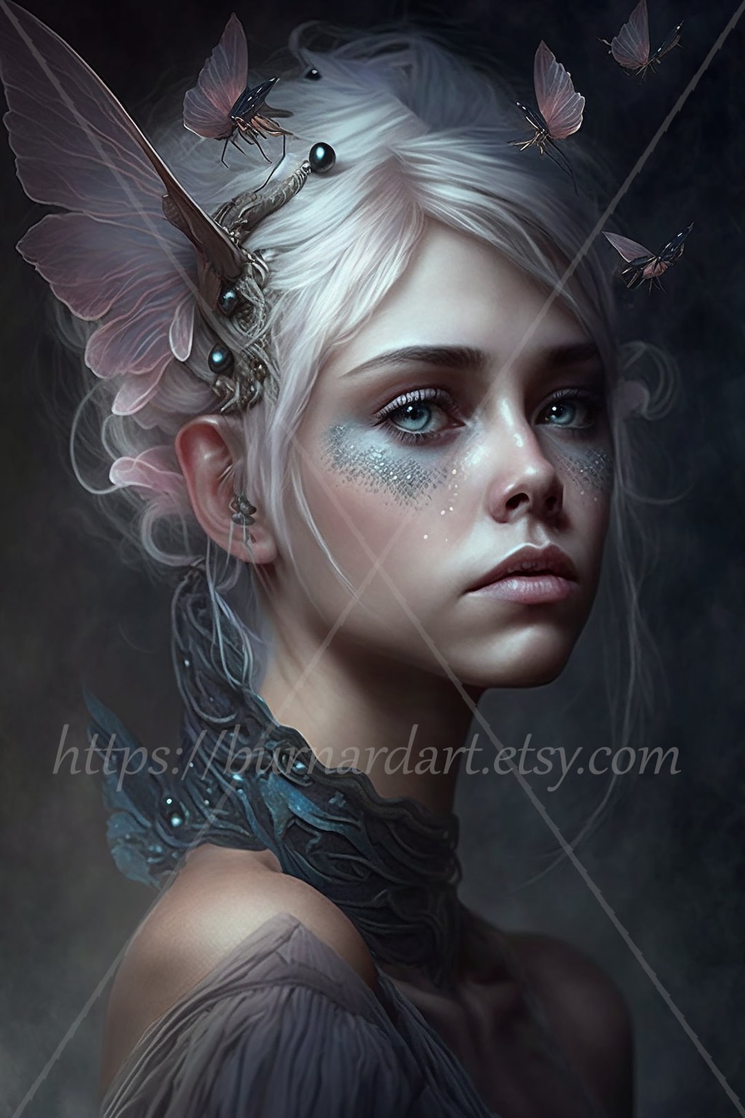 Gothic Pixie Girl Digital Download - Dark Pixies Fantasy - AI Art Print ...