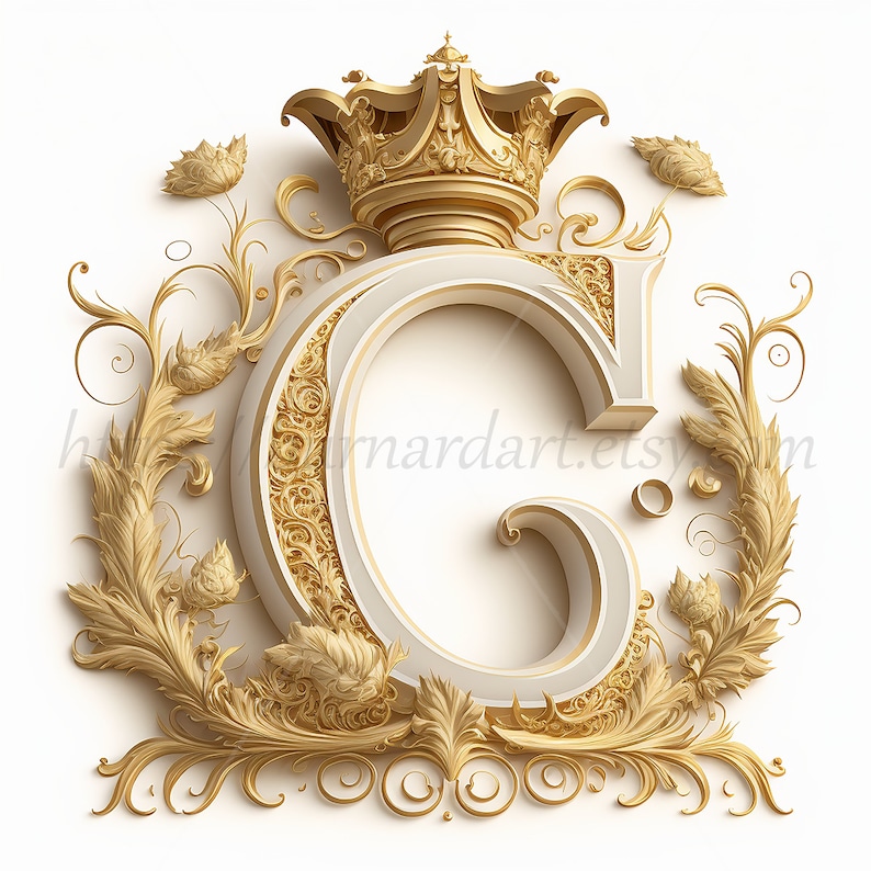 Digital Download - Letter G Crown on Whitish Background Alphabet ...