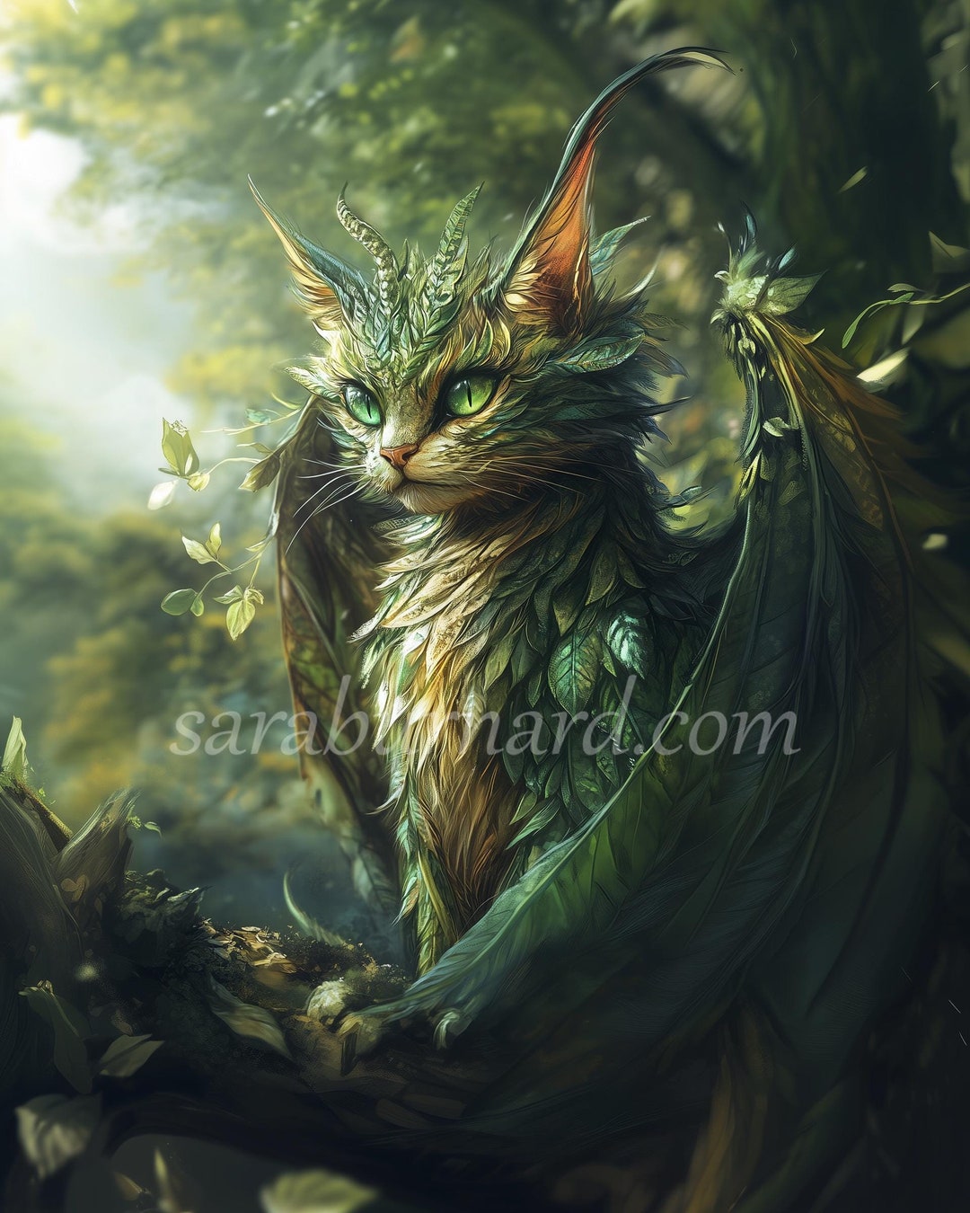 Cat Dragon Digital Download - Winged Fictional Feline Creature ...