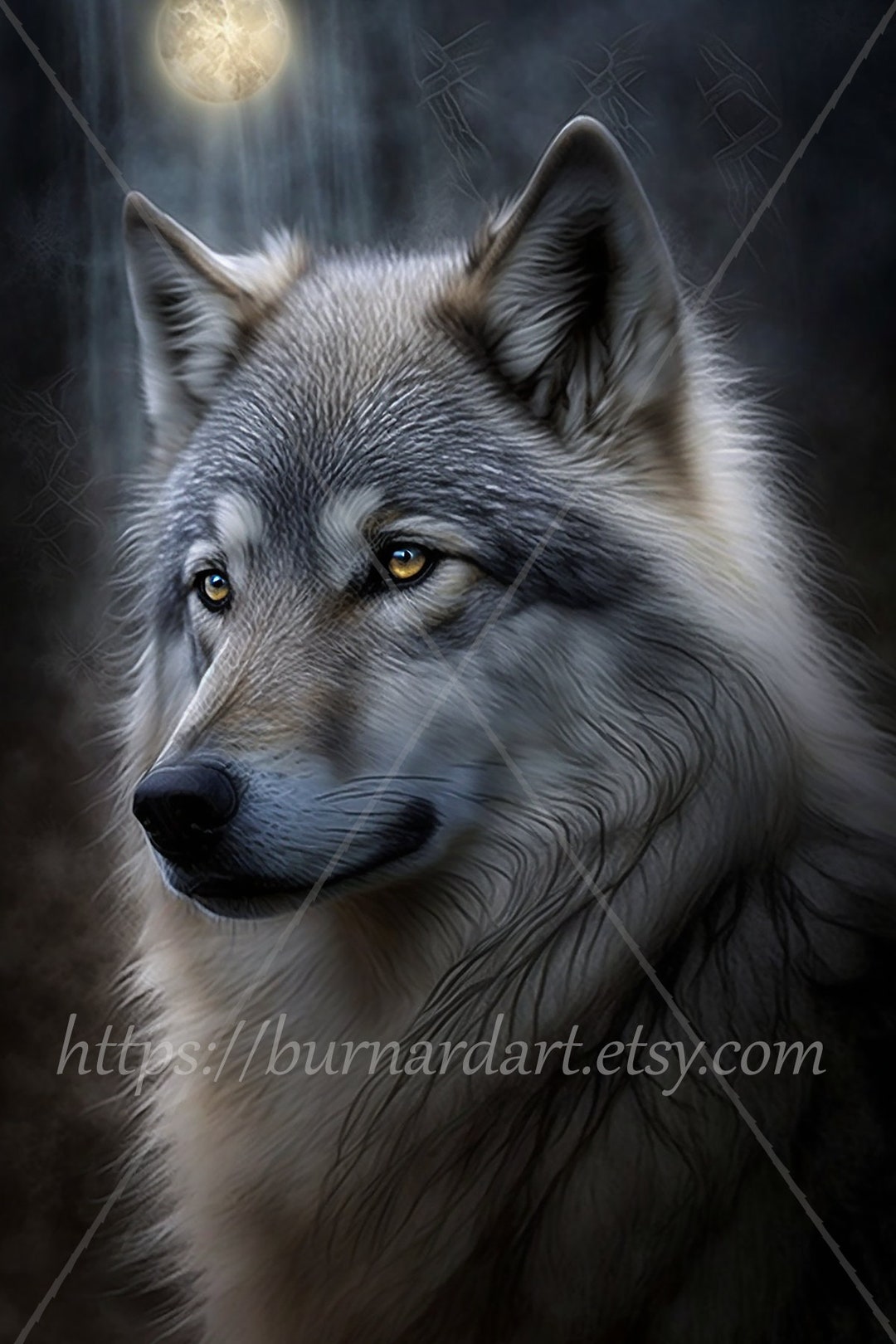 Digital Download - Alexander Archipelago Wolf Grey With Moon in ...