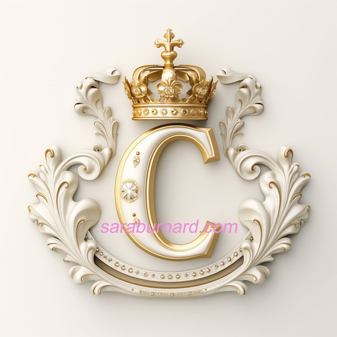 Digital Download Letter C With a Crown on Whitish Background Gold ... Digital Download Letter C With a Crown on Whitish Background Gold ...