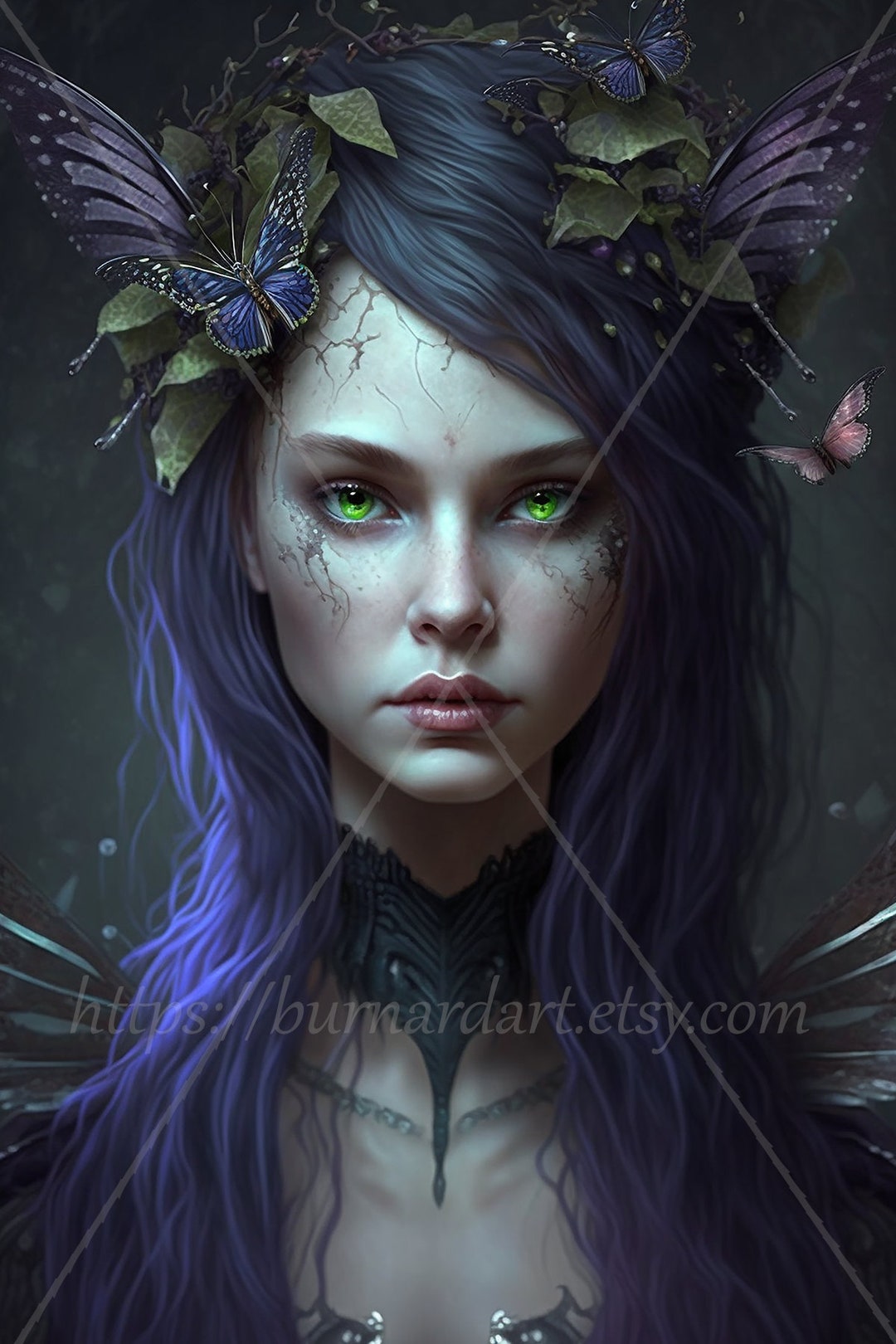 Dark Fairy Digital Download - Gothic Fantasy Avatar - AI Art Print ...